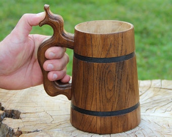 Steins Cedar Wood Beer Stein Home & Living Drink & Barware etna.com.pe