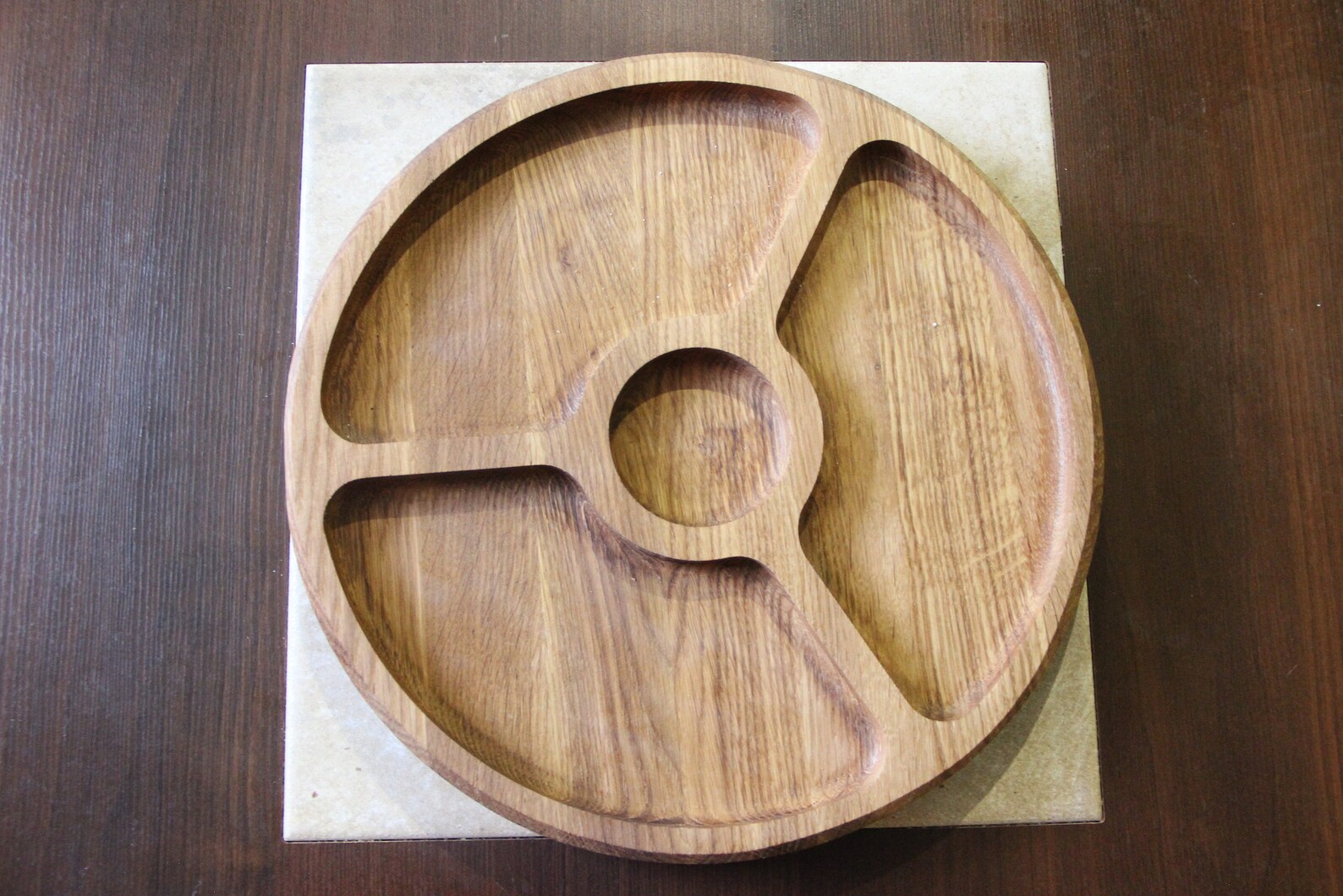 Oak Wood Serving Platter: Segmented Appetizer Plate, Cutting Board - Etsy