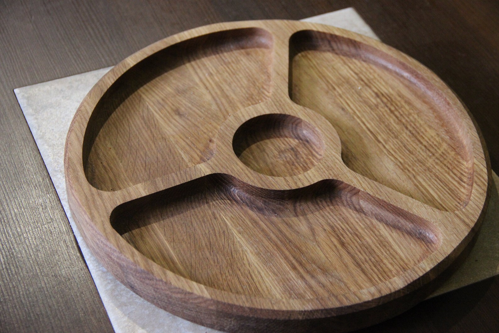 Oak Wood Serving Platter: Segmented Appetizer Plate, Cutting Board - Etsy