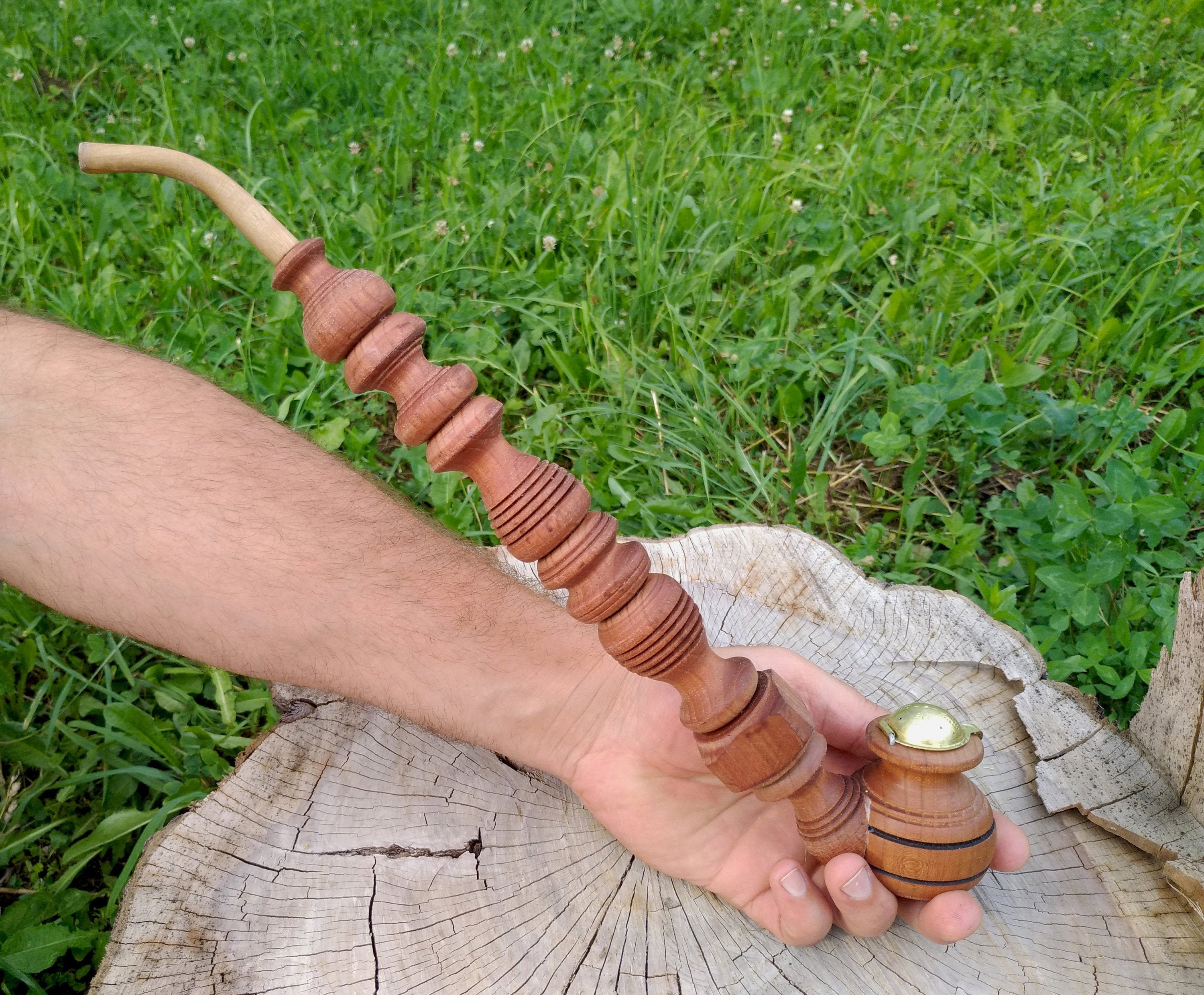 Long wooden pipe huge pipe gift for smoker long wood pipe | Etsy