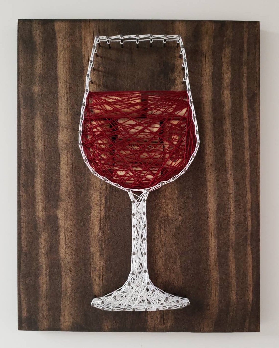 Wine Glass String Art with Corks | Etsy