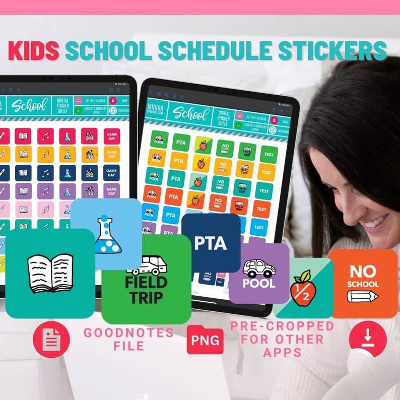 SCHOOL Stickers Goodnotes Primary School Digital Stickers for Moms and ...