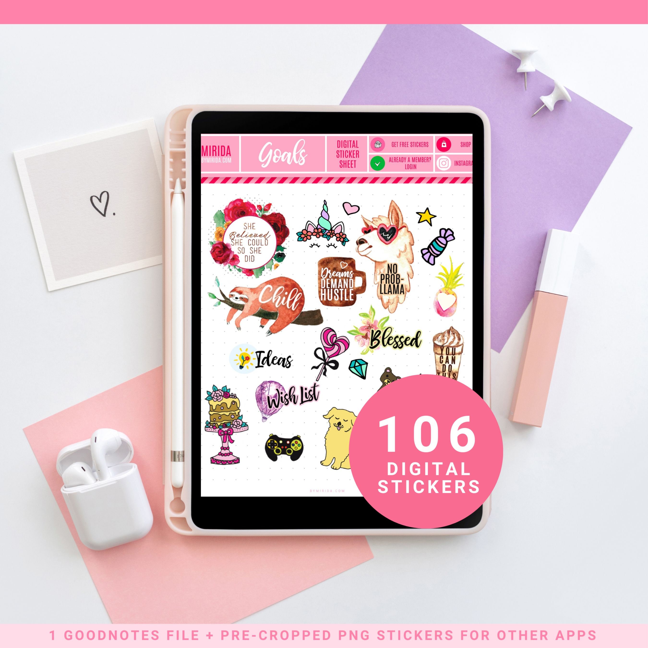 GOALS Goodnotes Stickers Motivational Digital Stickers Good - Etsy