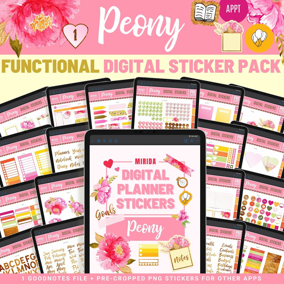 Goodnotes Stickers EVERYDAY Digital Stickers Pack Floral Digital ...