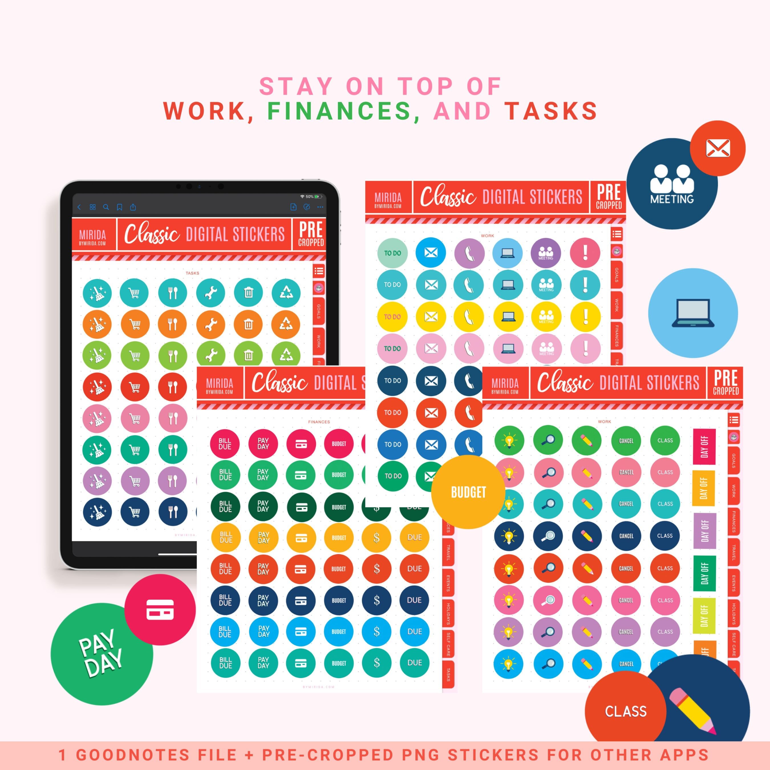 Goodnotes Stickers Everyday Digital Stickers Pack WORK Digital Planner ...