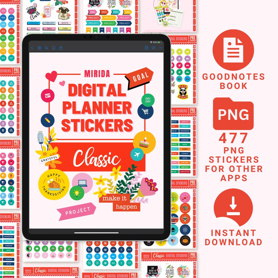Goodnotes Stickers Everyday Digital Stickers Pack WORK Digital Planner ...