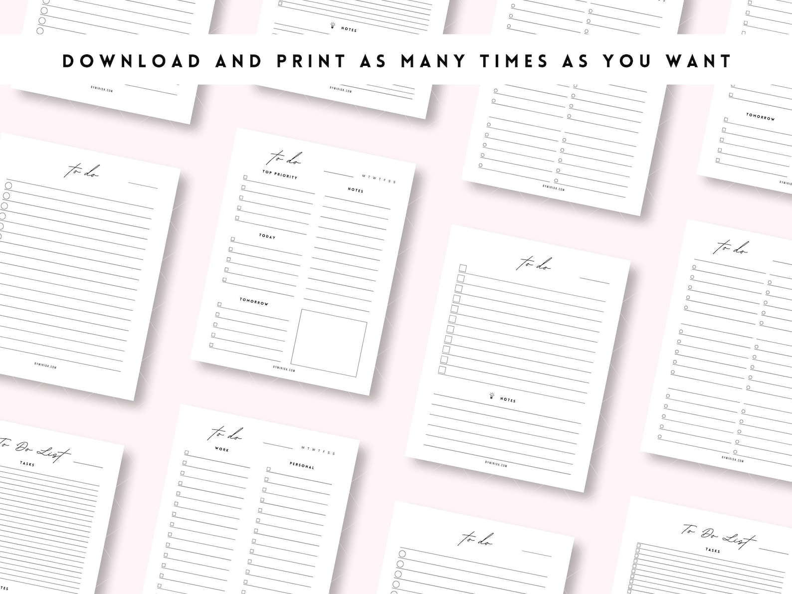 Minimal to Do List Printable PDF, Simple Tasks List Template ...