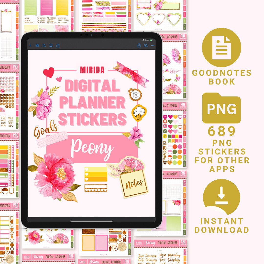 Everyday Digital Stickers Goodnotes Onenote Noteshelf Pink Digital ...