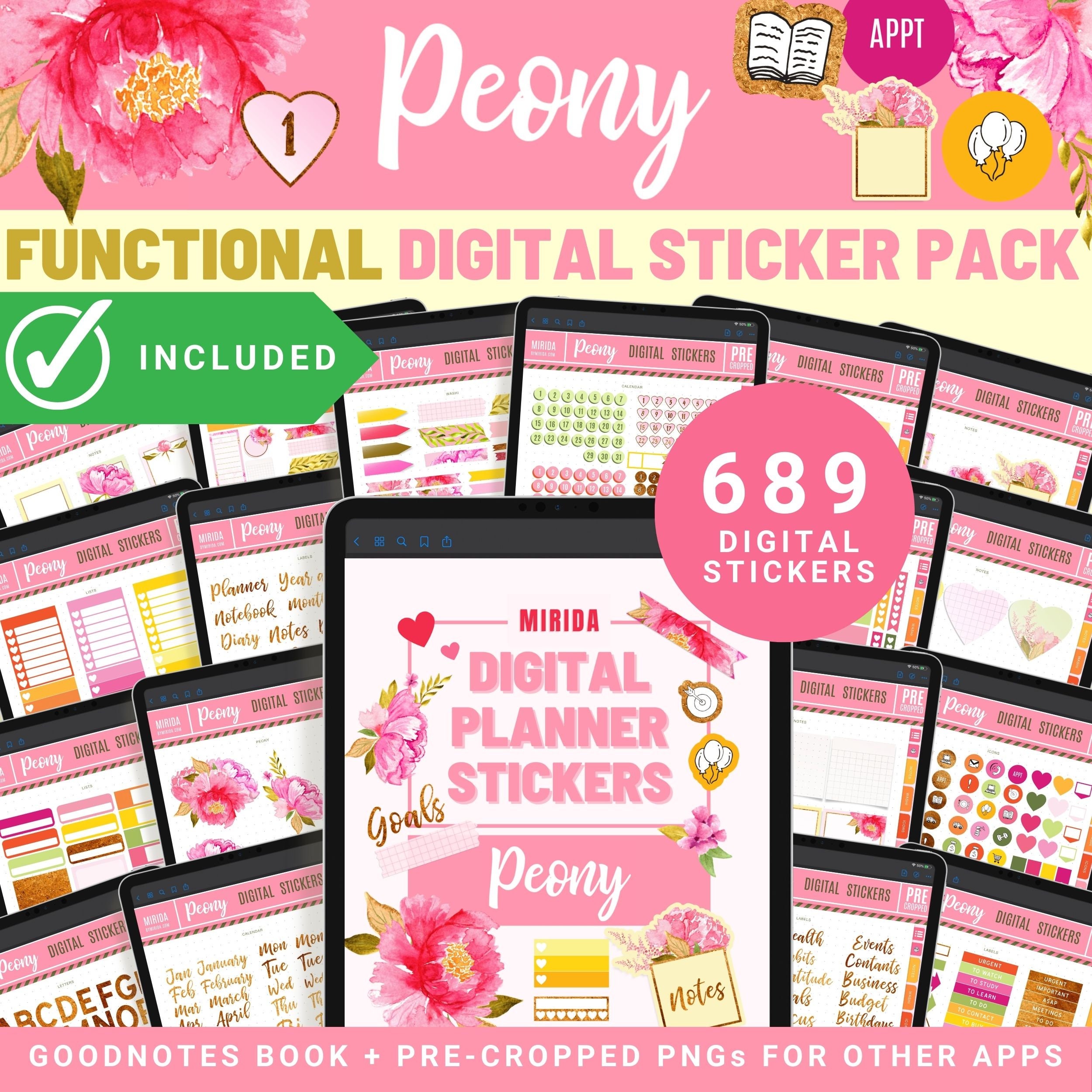Everyday Digital Stickers Bundle Goodnotes Stickers Daily Life Digital Planner Stickers Pre Crop