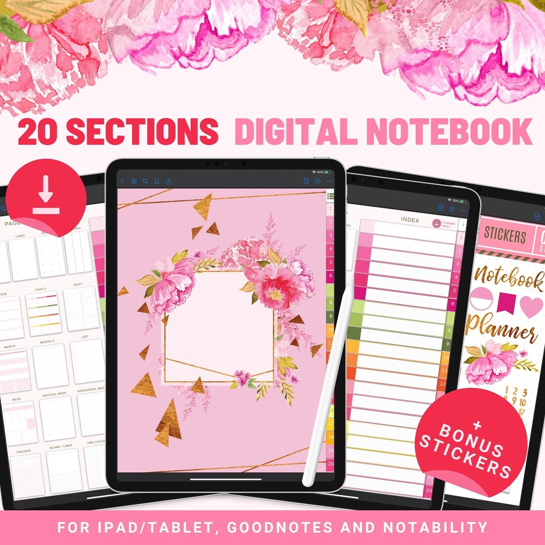 Pink Digital NOTEBOOK Goodnotes Digital Journal iPad Diary for ...