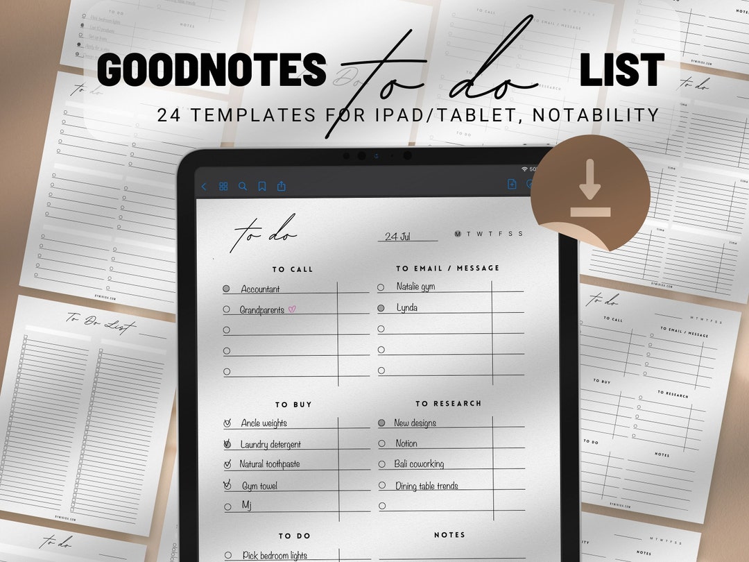 Goodnotes to Do List Daily Checklist Template PDF Minimal Planner Pad ...