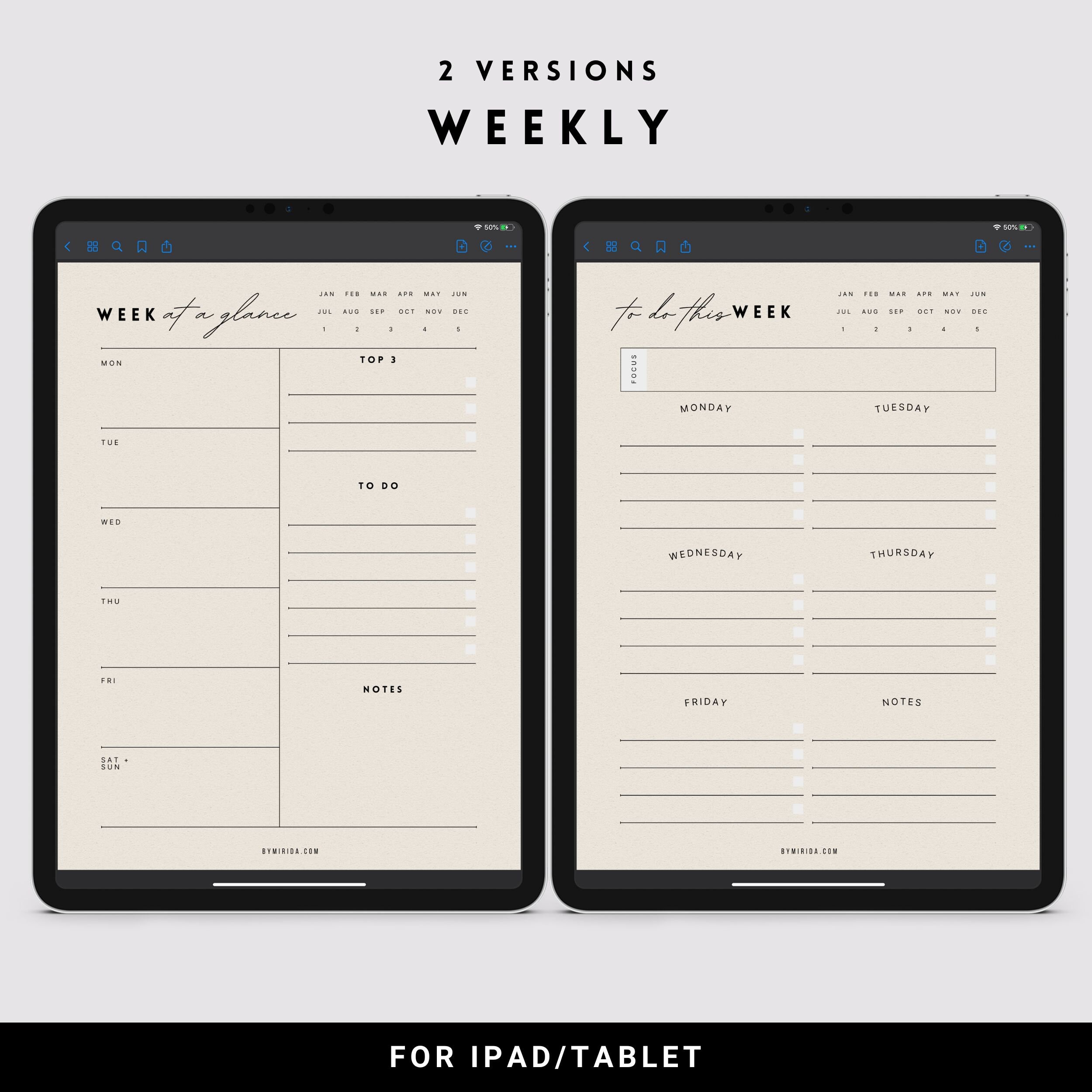 Goodnotes Weekly Planner Template Digital Weekly Undated Planner for ...
