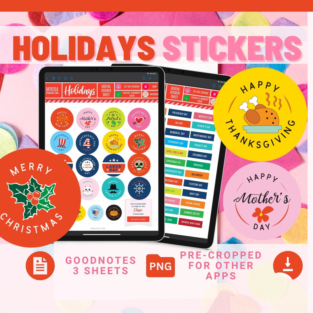 USA HOLIDAY Goodnotes Stickers Holiday Digital Stickers Aesthetic ...