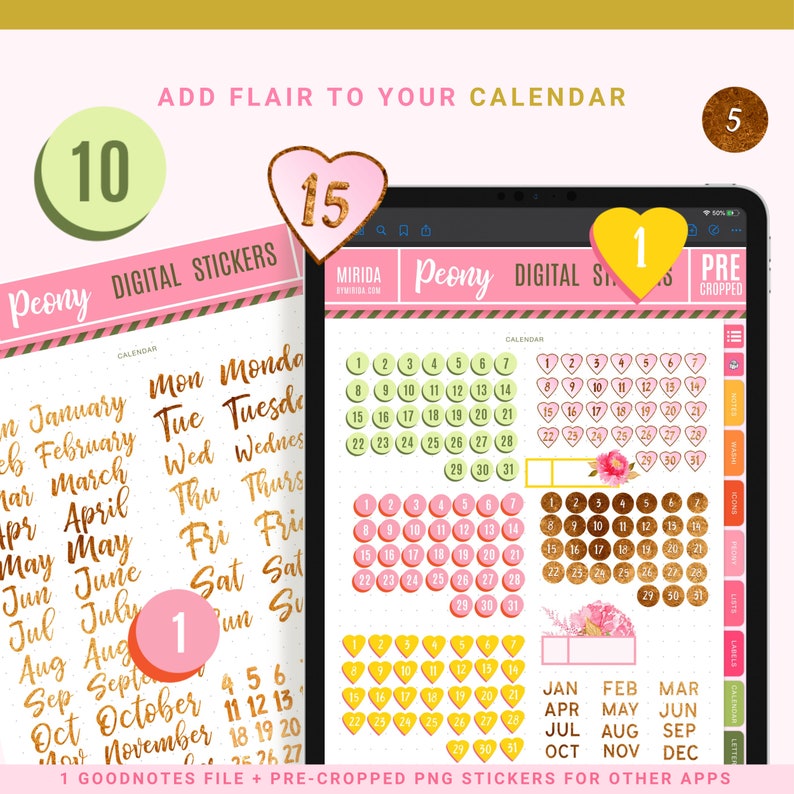 Goodnotes Stickers EVERYDAY Digital Stickers Pack Floral Digital ...