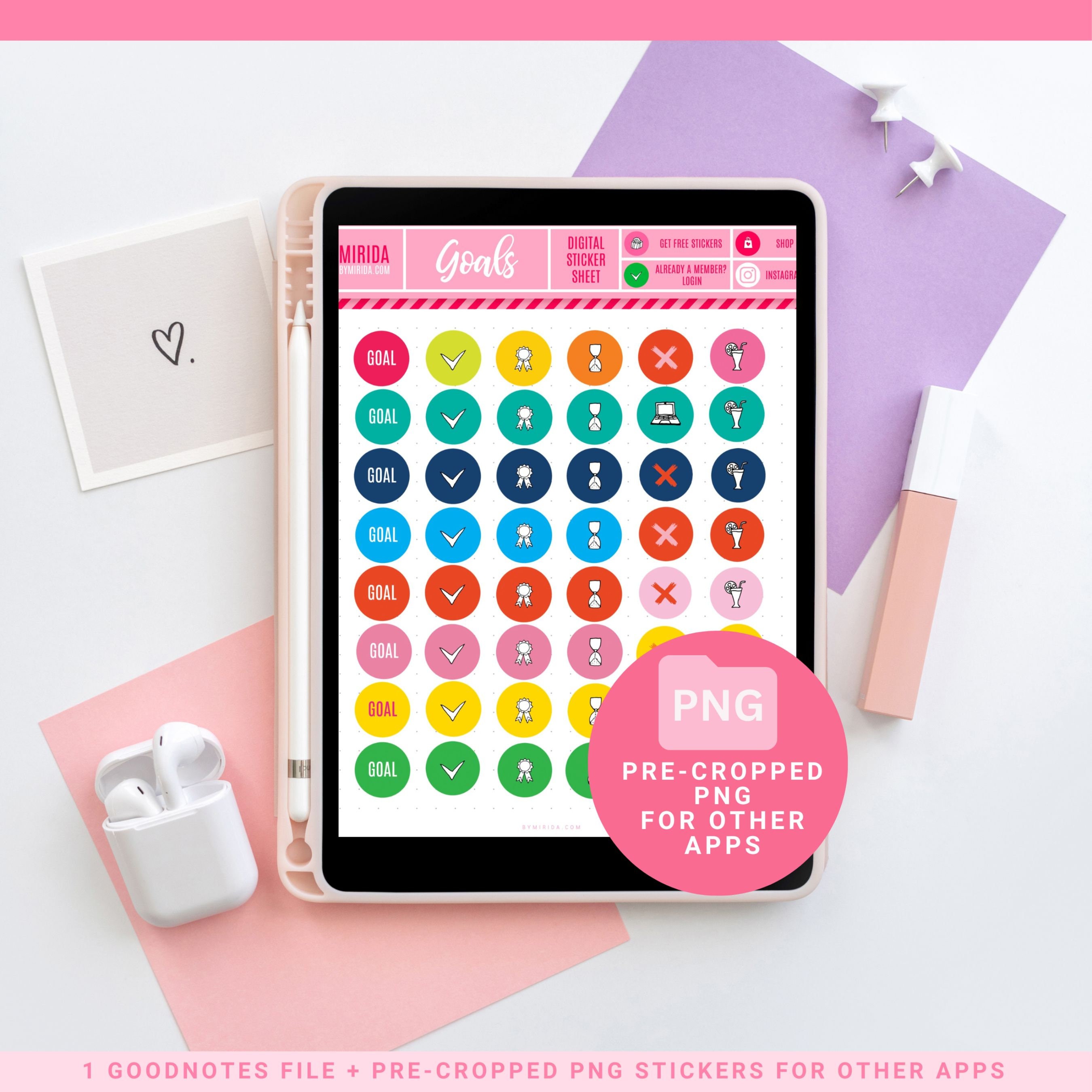 GOALS Goodnotes Stickers Motivational Digital Stickers Good Notes ...