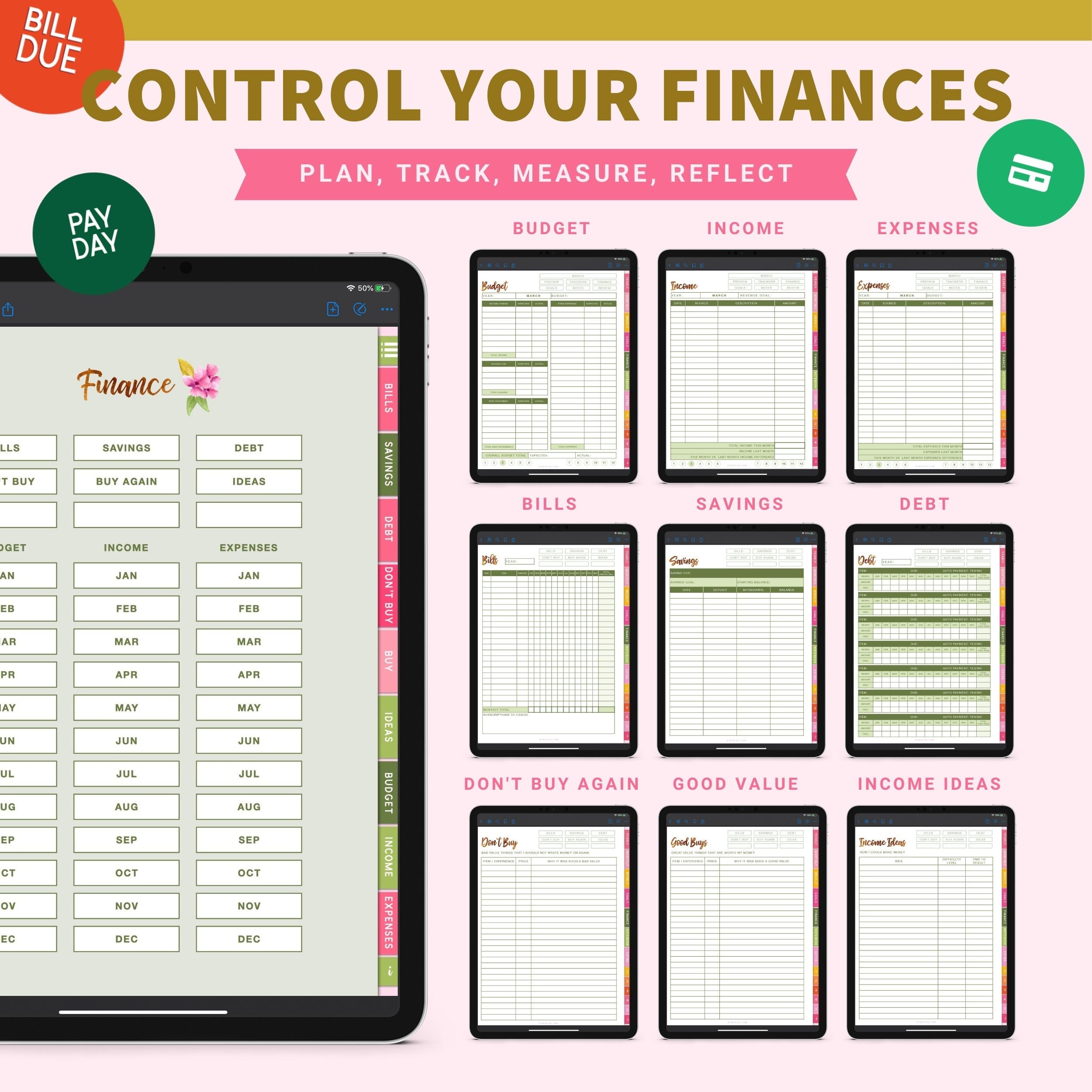 Digital BUDGET Planner for iPad Finance Tracker Goodnotes Budgeting ...