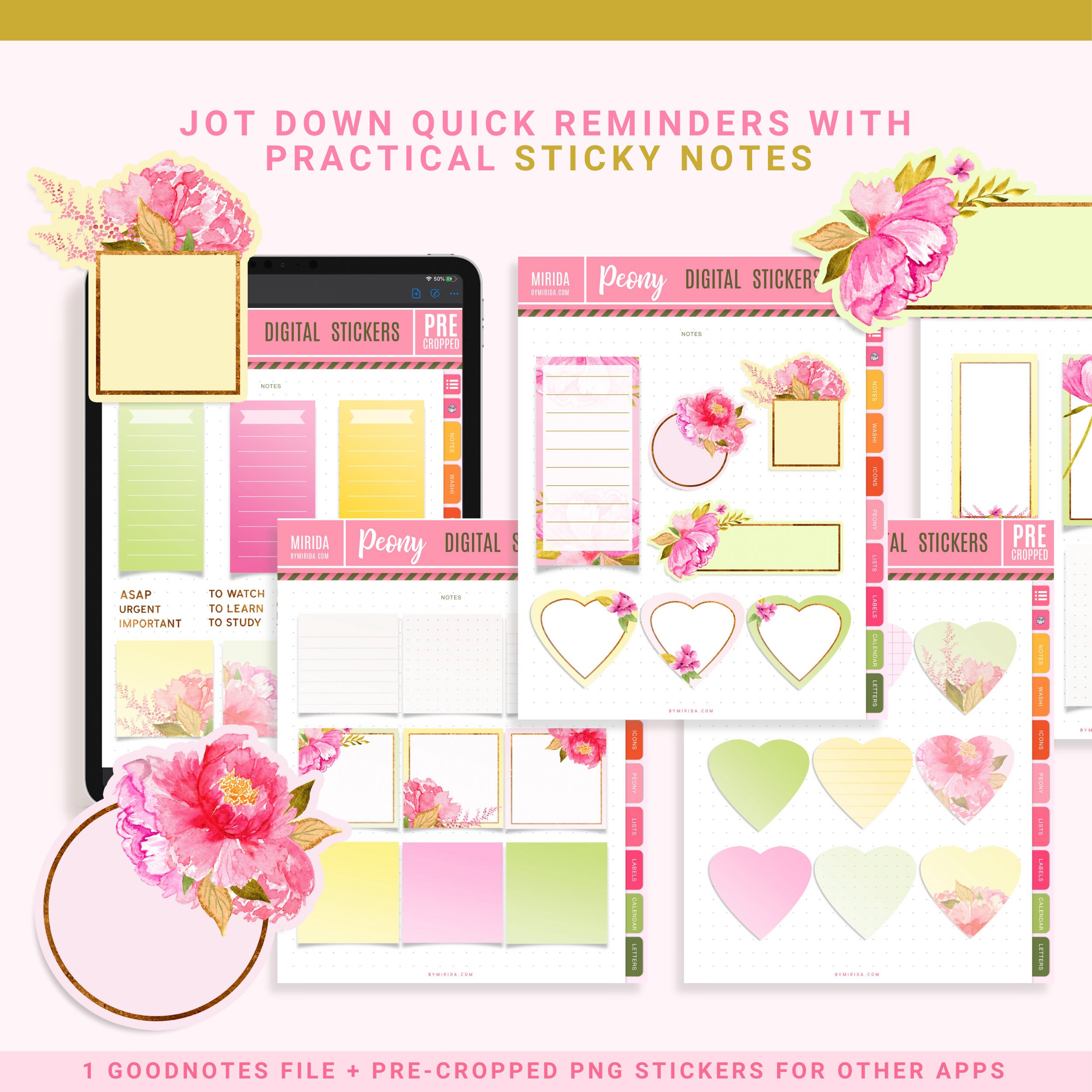 Goodnotes Stickers EVERYDAY Digital Stickers Pack Floral Digital ...