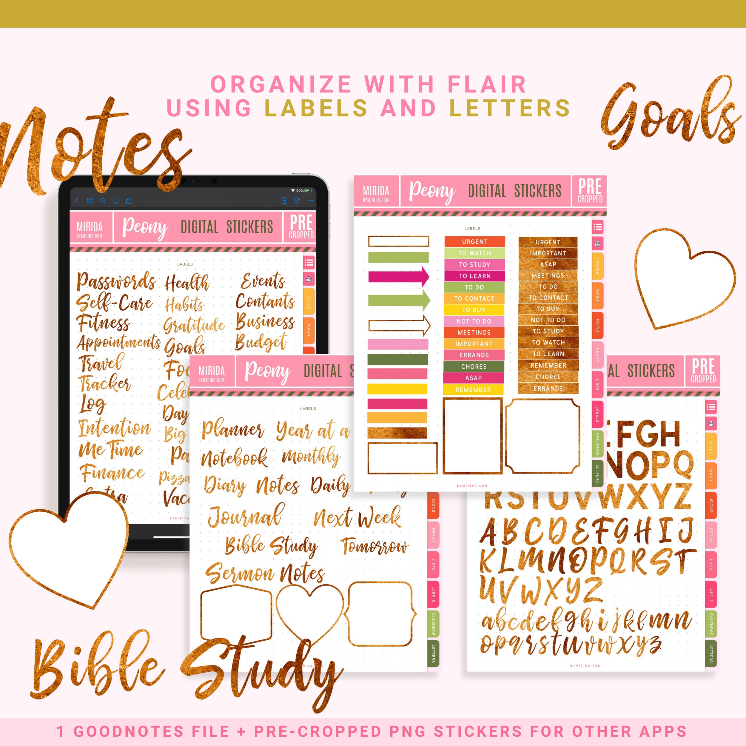 Goodnotes Stickers EVERYDAY Digital Stickers Pack Floral Digital ...