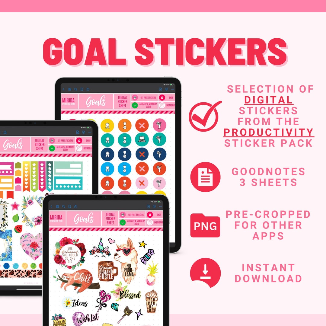 GOALS Goodnotes Stickers Motivational Digital Stickers Good Notes ...