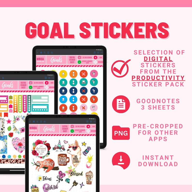 GOALS Goodnotes Stickers Motivational Digital Stickers Good - Etsy