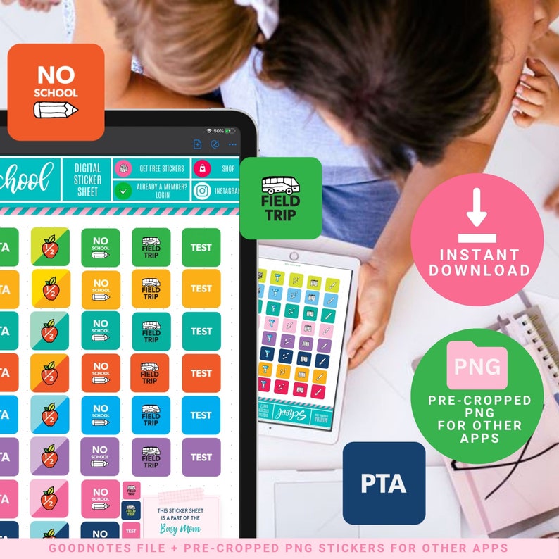 SCHOOL Stickers Goodnotes Primary School Digital Stickers for Moms and ...