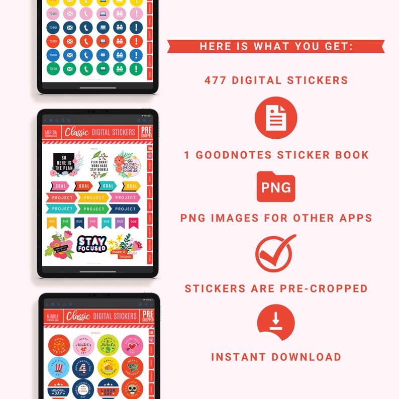 Goodnotes Stickers Everyday Digital Stickers Pack WORK Digital Planner ...