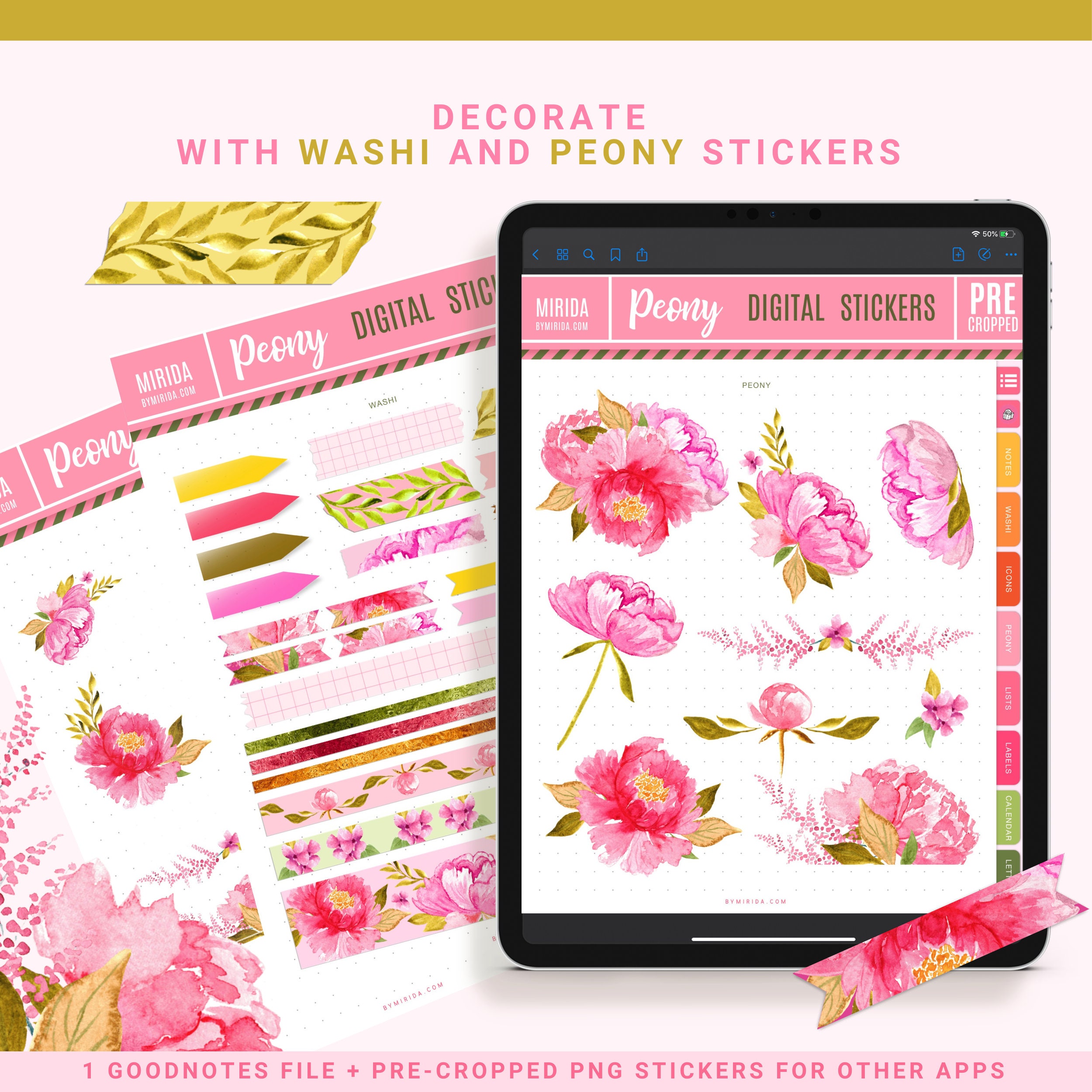 Goodnotes Stickers EVERYDAY Digital Stickers Pack Floral Digital ...