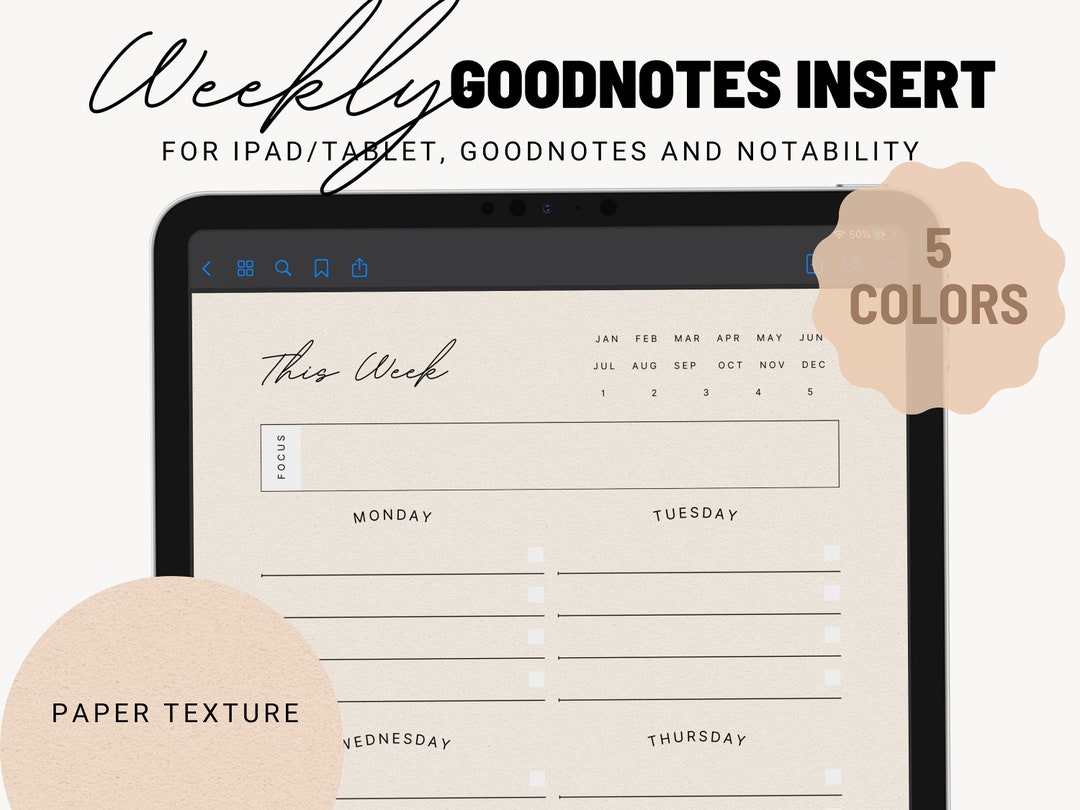 Goodnotes Weekly Planner Template Digital Weekly Undated Planner for ...