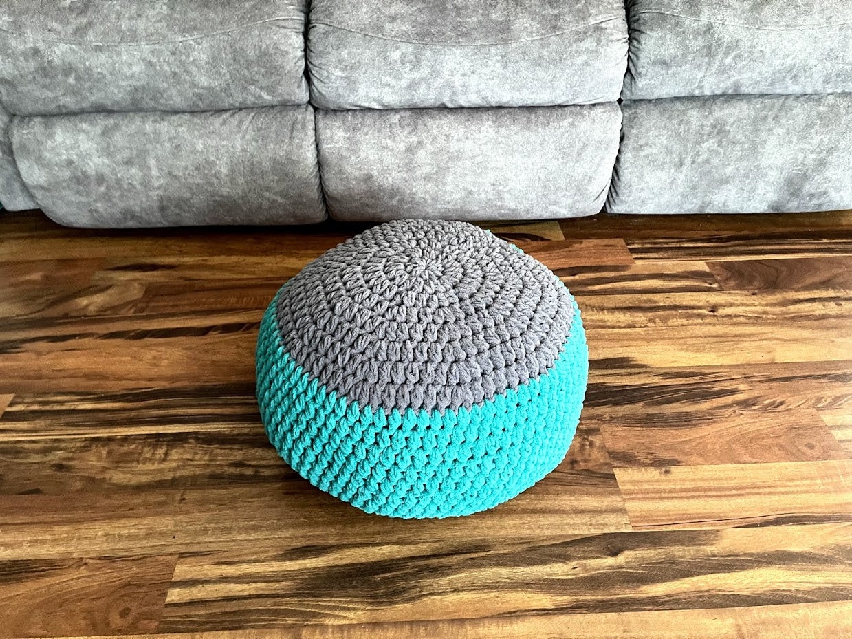 Crochet Pouf Pattern | Round Ottoman Footstool (digital PDF) - Etsy