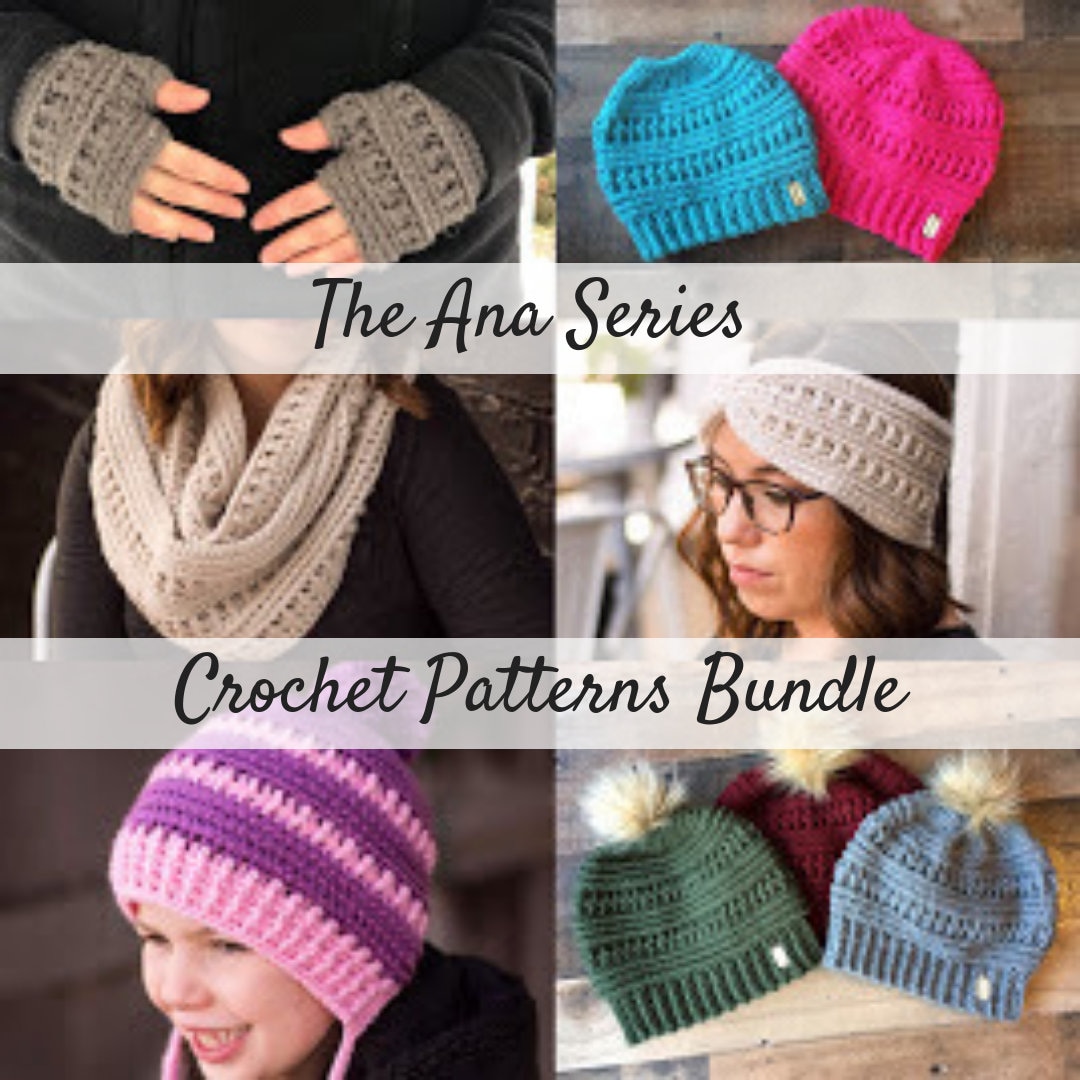 Ana Series Crochet Patterns Bundle Ebook | Crochet Beanies | Crochet ...