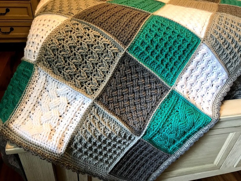 Crochet Sampler Blanket Pattern | Textured Crochet Cables (digital PDF ...