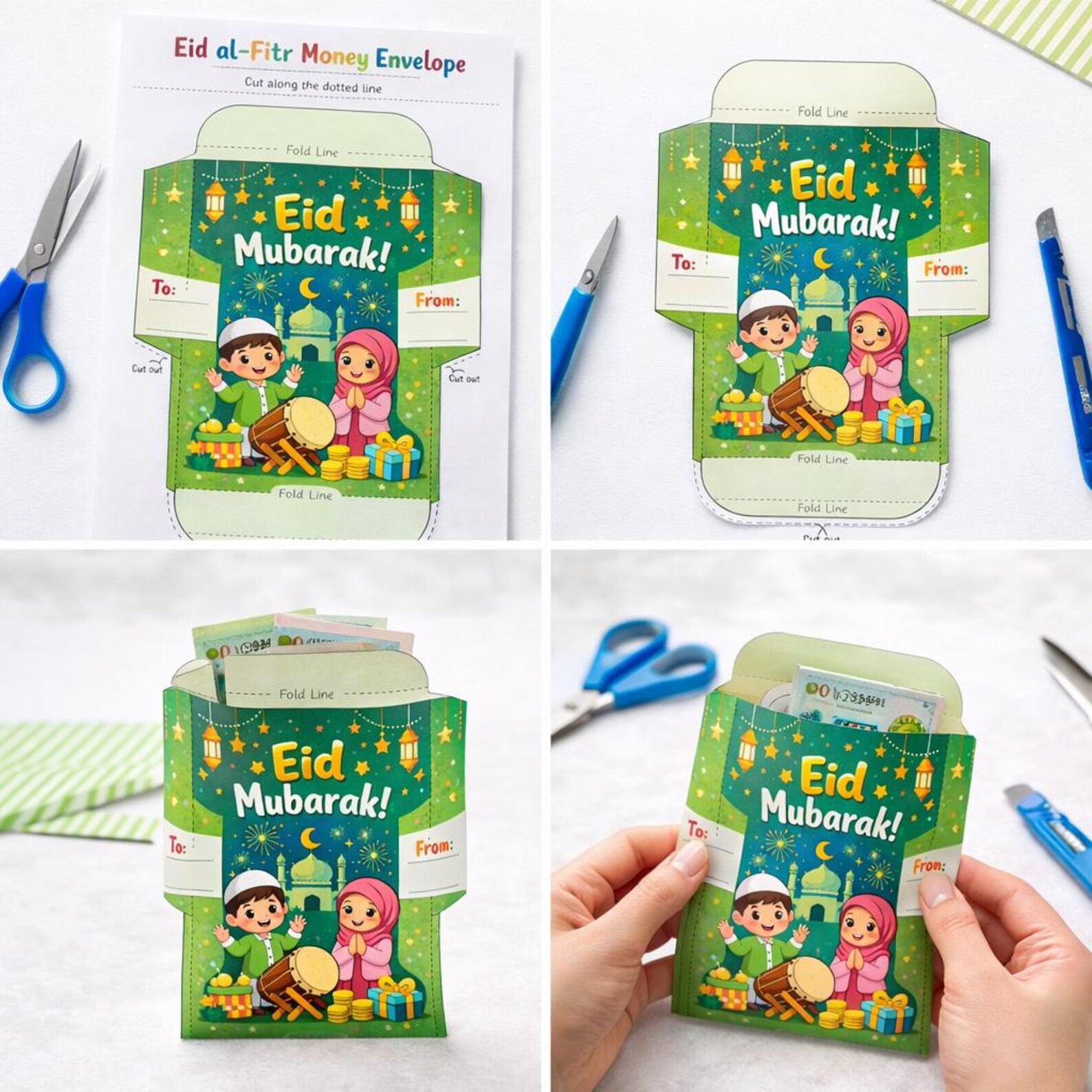 Printable Eid Money Envelope Template, DIY Eidi Packet, Digital Cash ...