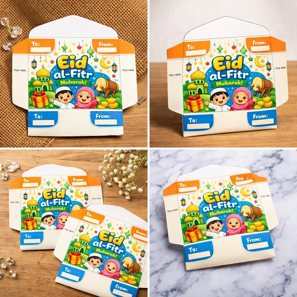 Printable Eid Money Envelope Template, DIY Eidi Packet, Digital ...
