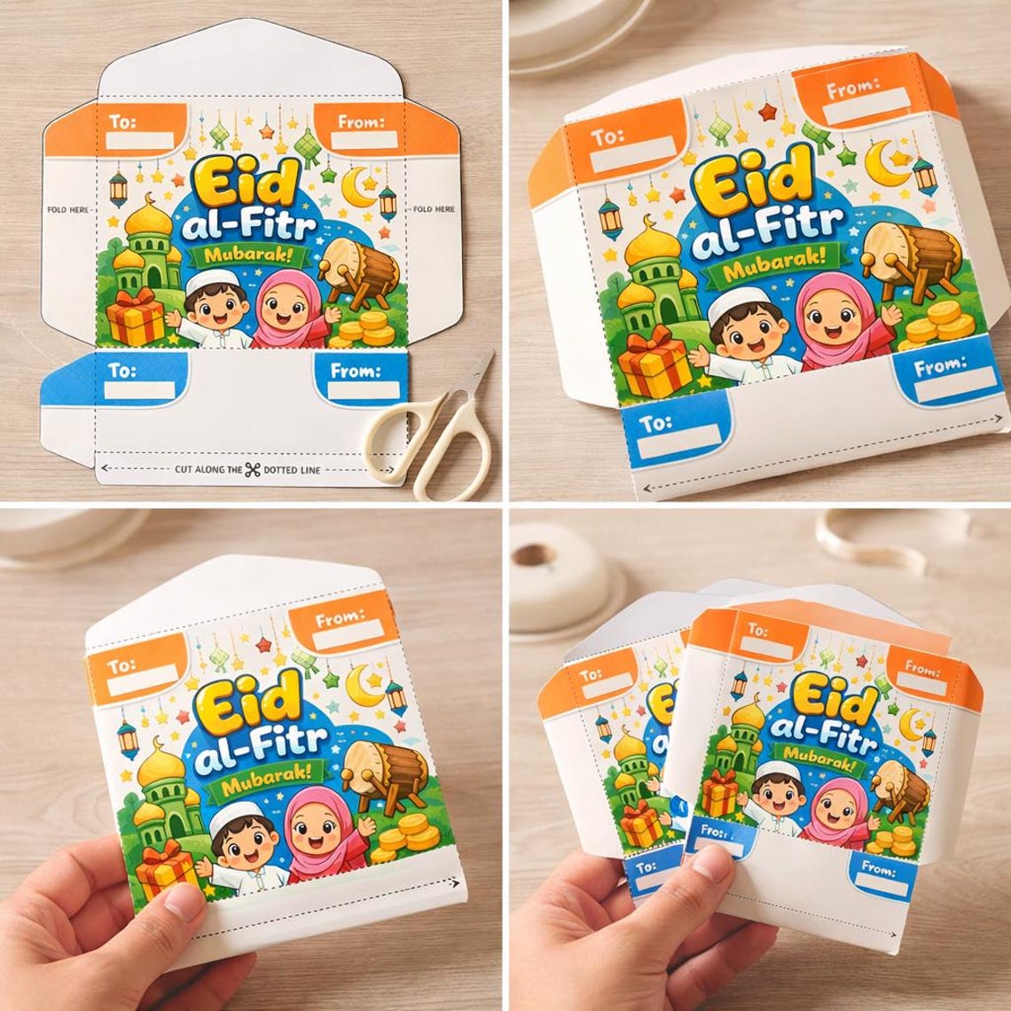 Printable Eid Money Envelope Template, DIY Eidi Packet, Digital ...