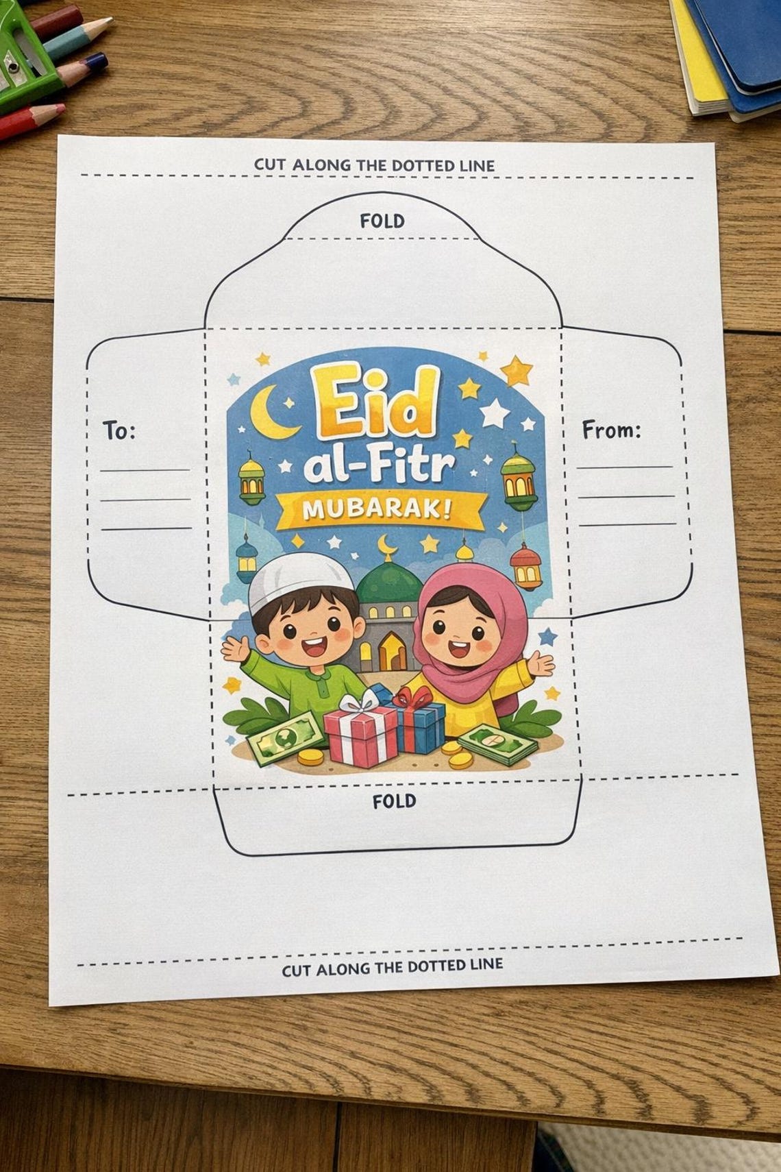 Printable Eid Money Envelope Template, DIY Eidi Packet, Digital ...