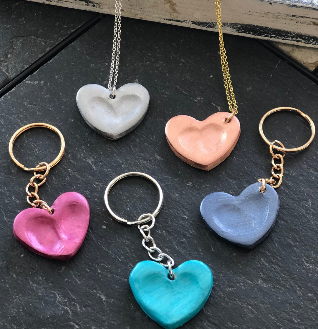 Heart Keychain DIY Craft Kit Custom Thumbprint Keepsake Gift for Mom ...