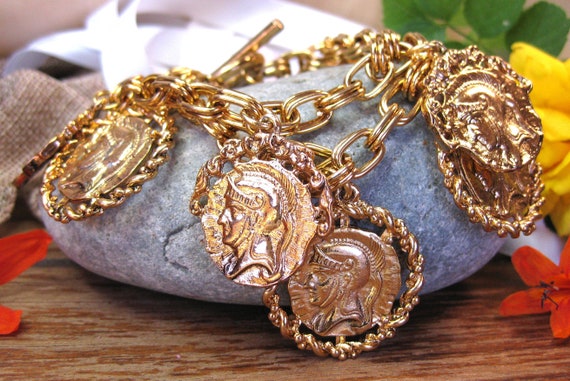 ANCIENT ROMAN Coin Replica Charmed DOUBLE Chain Rope … - Gem