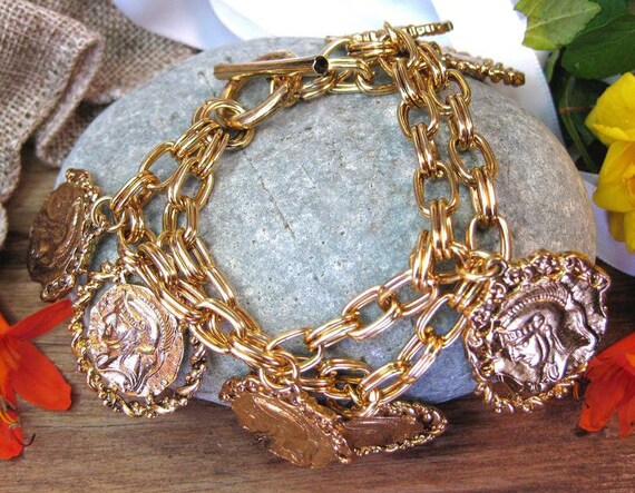 ANCIENT ROMAN Coin Replica Charmed DOUBLE Chain Rope … - Gem