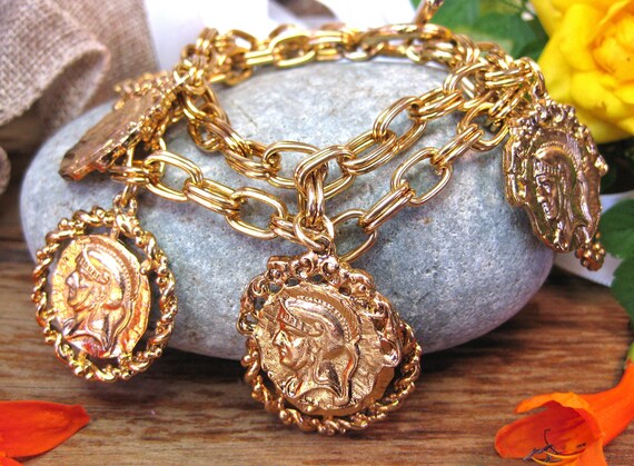 ANCIENT ROMAN Coin Replica Charmed DOUBLE Chain Rope … - Gem