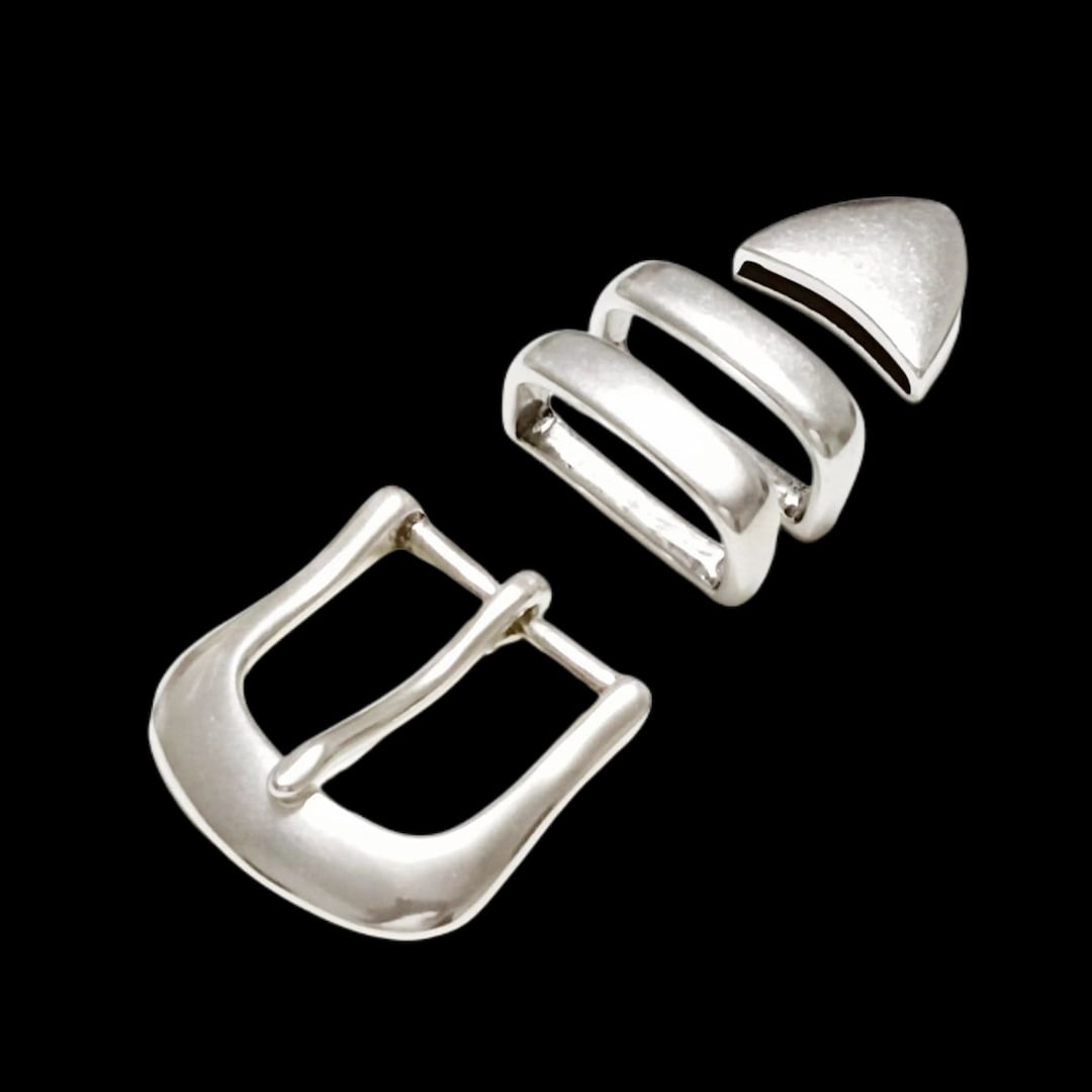 Solid Brass Coating Silver Belt Buckle Tips Set 4pcs 30mm Fits 1 1/8 ...