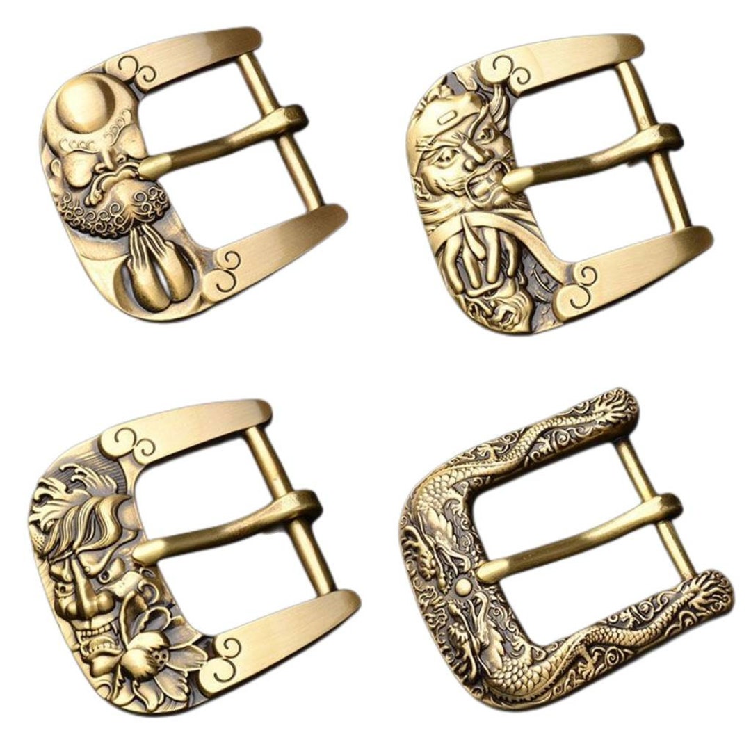 Chinese Mythology Rectangle Solid Brass Belt Buckle Old Style 40mm for ...