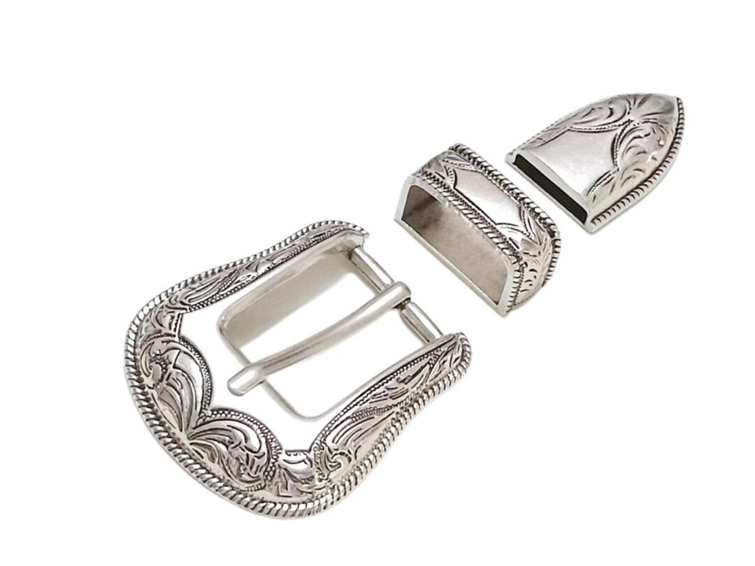 Retro Alloy Flower Silver Belt Buckle Loop Tips Set(3pcs) 25mm - Etsy