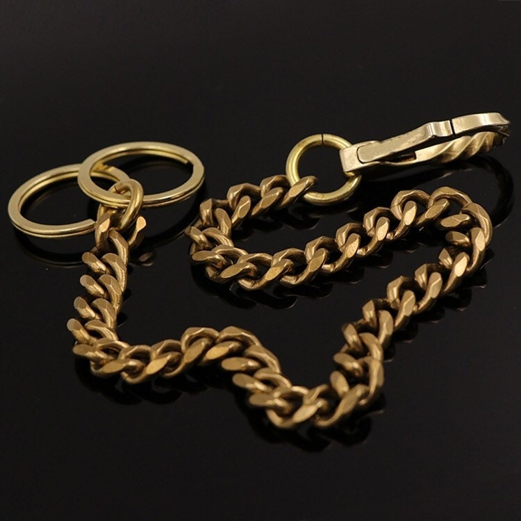 Solid Brass Keychain: Wallet Chain With Clips - Etsy