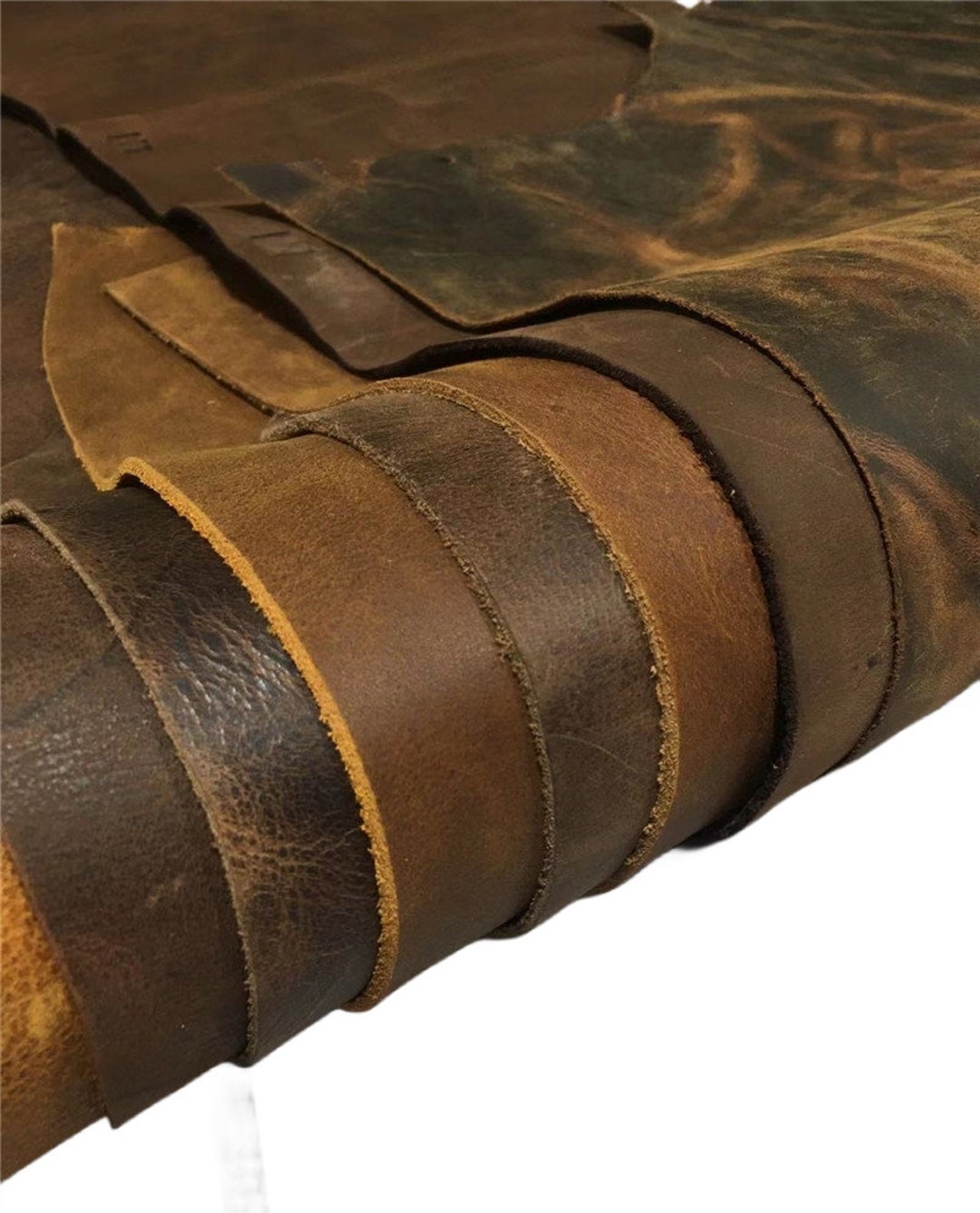 Waxed Crazy Horse Browns Cowhide Genuine Cowskin Leather Cutting Random ...