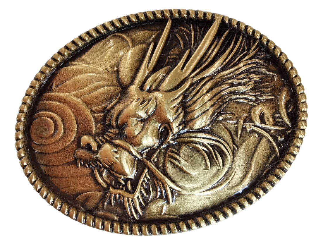 Retro Chinese Dragon Heavy Solid Brass Man's Belt Buckle 38mm Fit for 1 ...