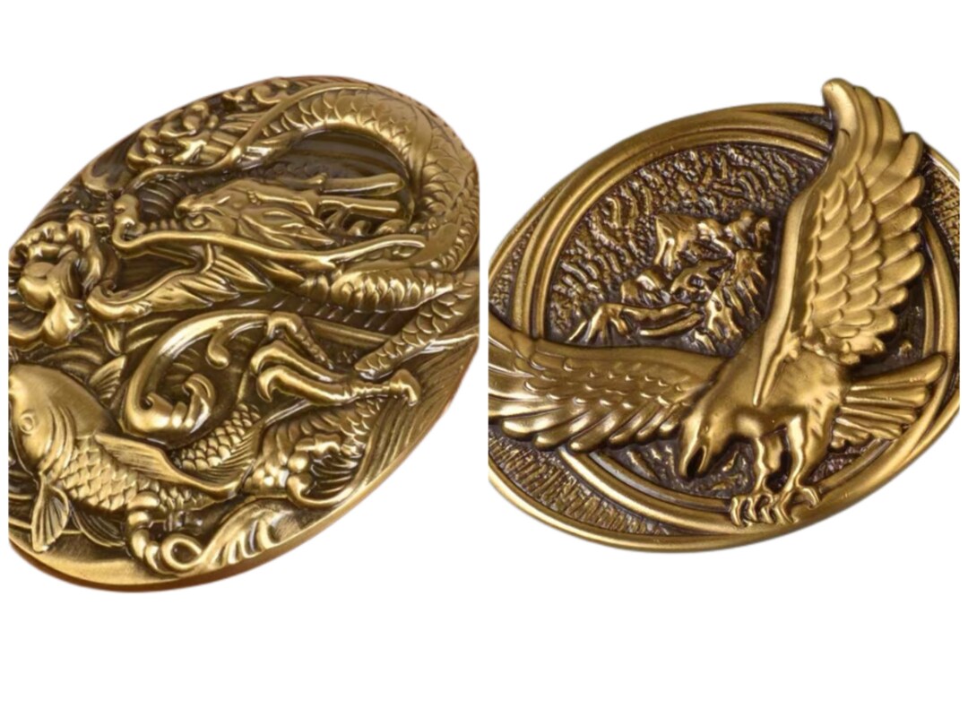Eagle Dragon Solid Brass Man's Belt Buckle 39mm Fit for 1.5in Belt - Etsy