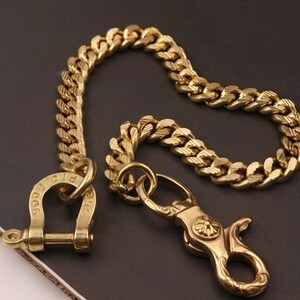 Solid Brass Key chain key ring Brass chains wallet chain Purse | Etsy