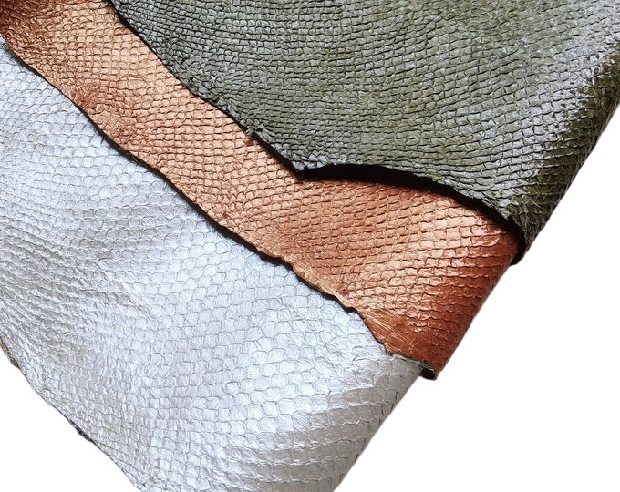 Multi Color Shining Salmon Fish Skin Leather Piece Genuine Whole Hide ...