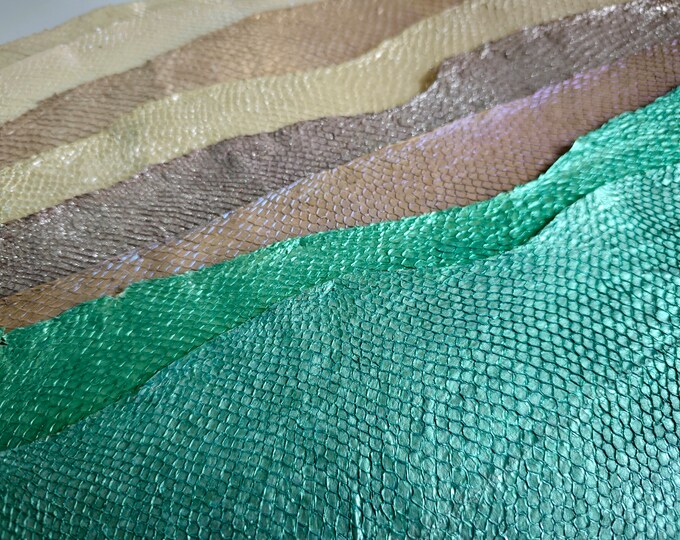 Multi Color Shining Salmon Fish Skin Leather Piece Genuine Whole Hide ...