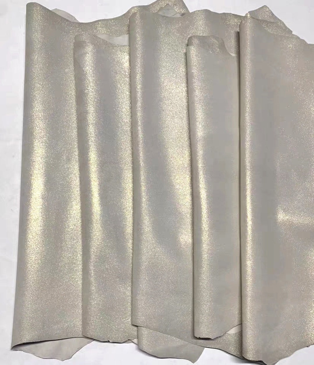 Beige Shining Cloth Texture Goat Skin Leather Piece Genuine - Etsy